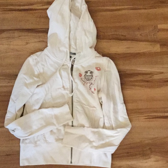 Tops | Heritage Zip Up Off White Hoodie With Owl | Poshmark